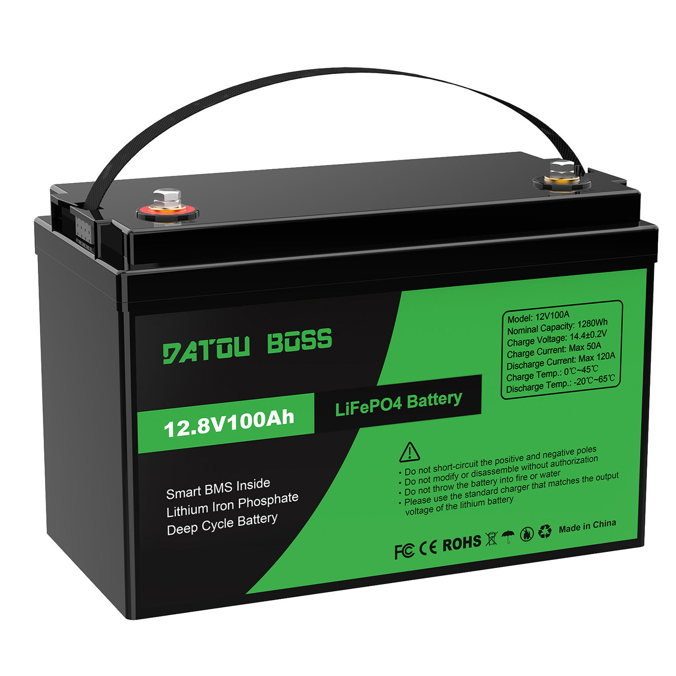 DATOUBOSS 12V 100Ah LiFePO4 Lithium Battery|Deep Cycle for RV & Solar ...